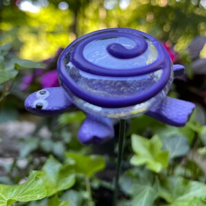 Purple Sea Turtle Garden Stake Mini Glass Turtle Garden Stake Potted ...