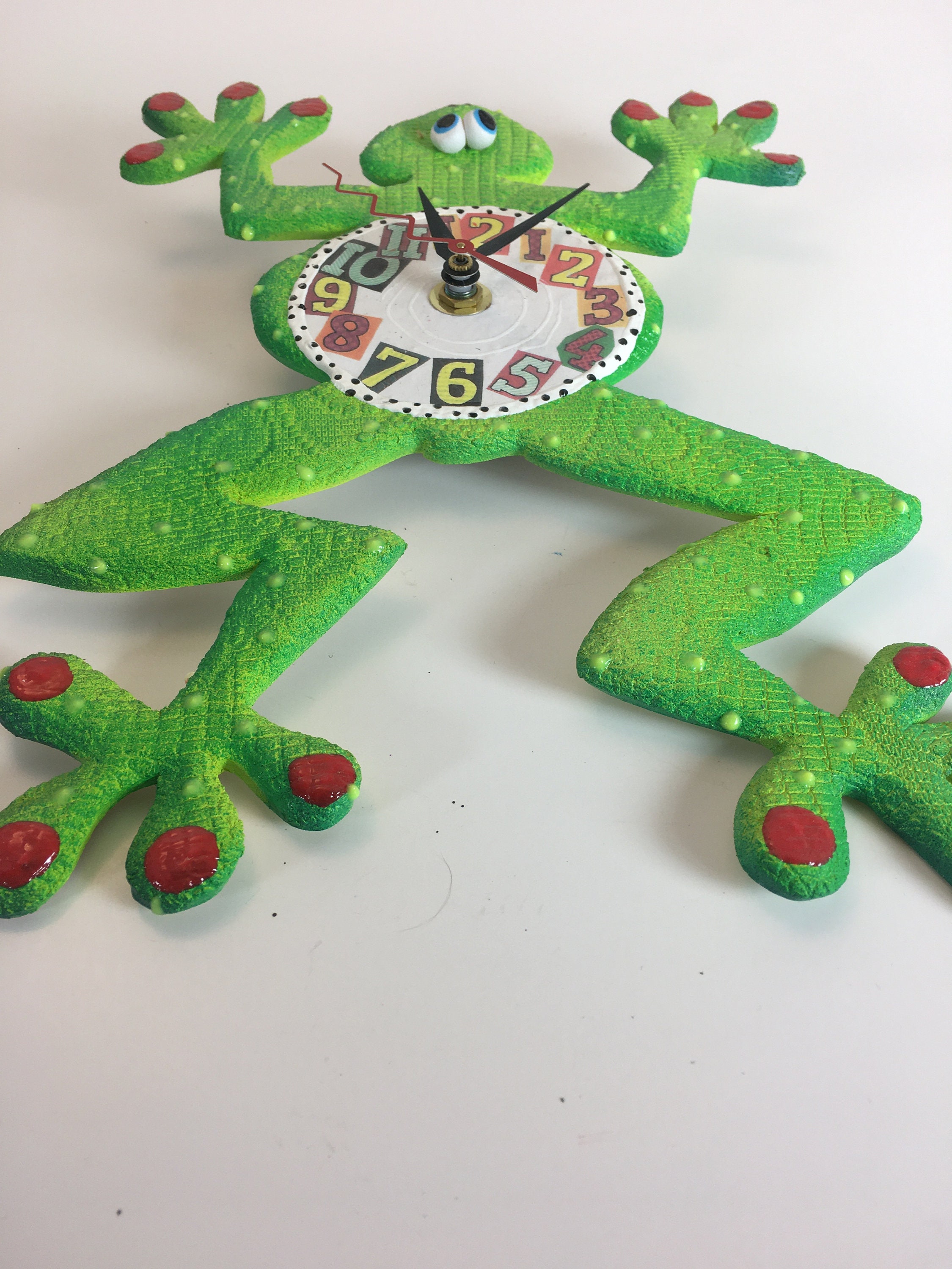 Kids Wall Clock,Unique Clock,Handmade clock, Frog Clock, Unique wall ...
