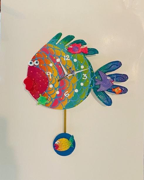 Fish Pendulum Wall Clock,Unique Clock,Handmade clock,Sealife Wall Clock ...