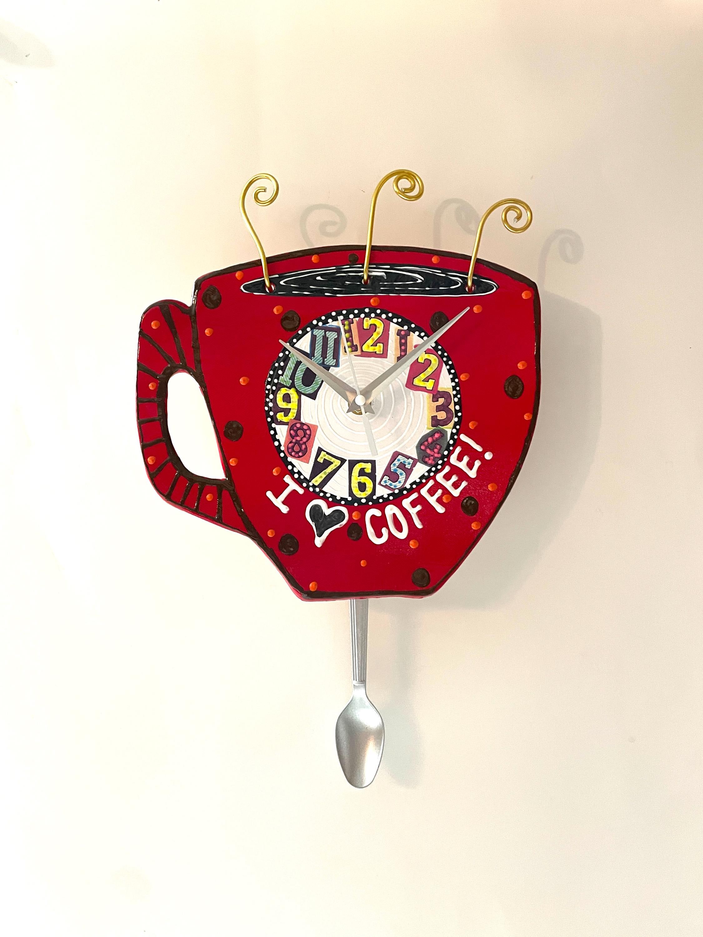 I Love Coffee Pendulum Wall Clock,Unique Clock,Kitchen Clock,Coffee ...