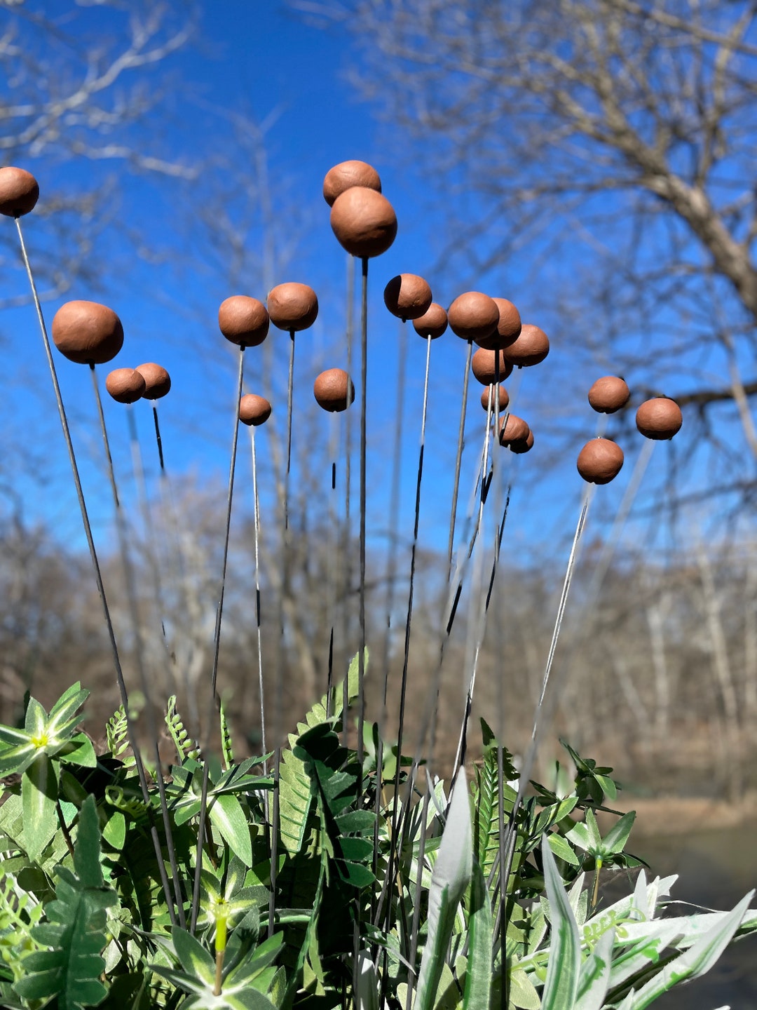 7 Pcs Ball Flowers Unique Garden Sculpture Ceramic Balls Garden Decor ...