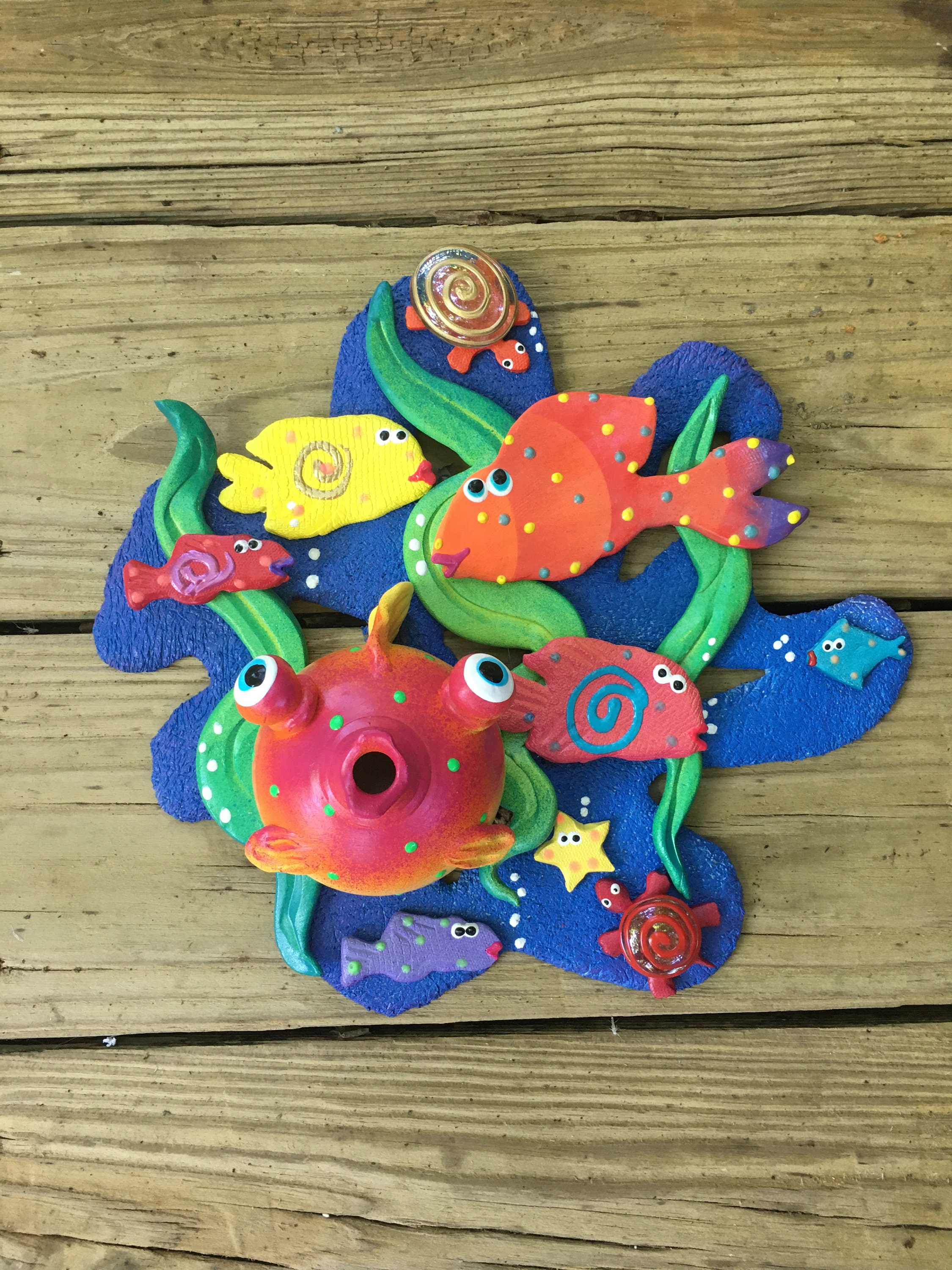 Coral reef Fish Sculpture,Fence Decoration,Patio Decor-Yard art,Perfect ...