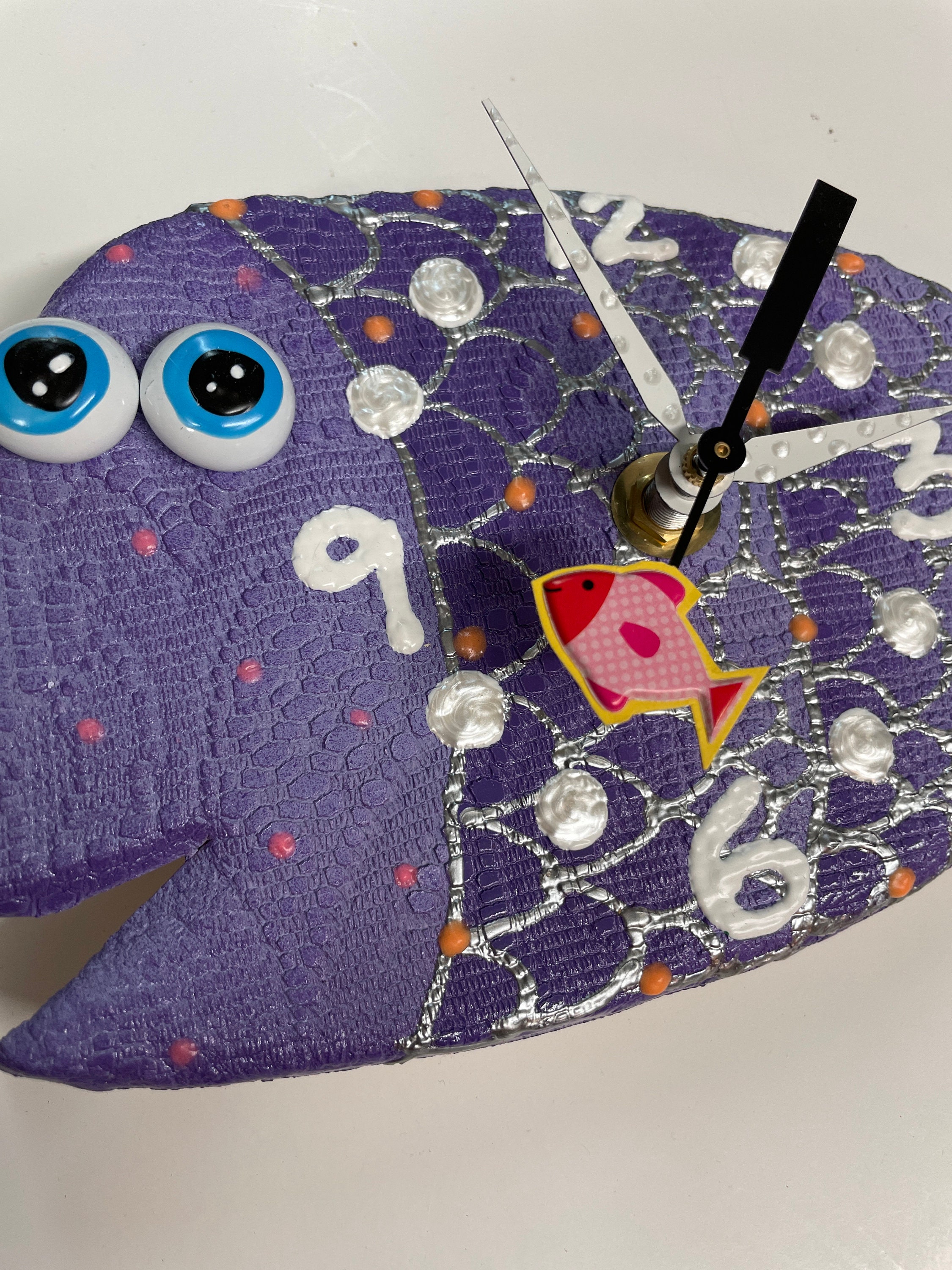 Purple Fish Wall Clock, Fish Clock,Nursery Clock ,Gift Clock,Tropical ...