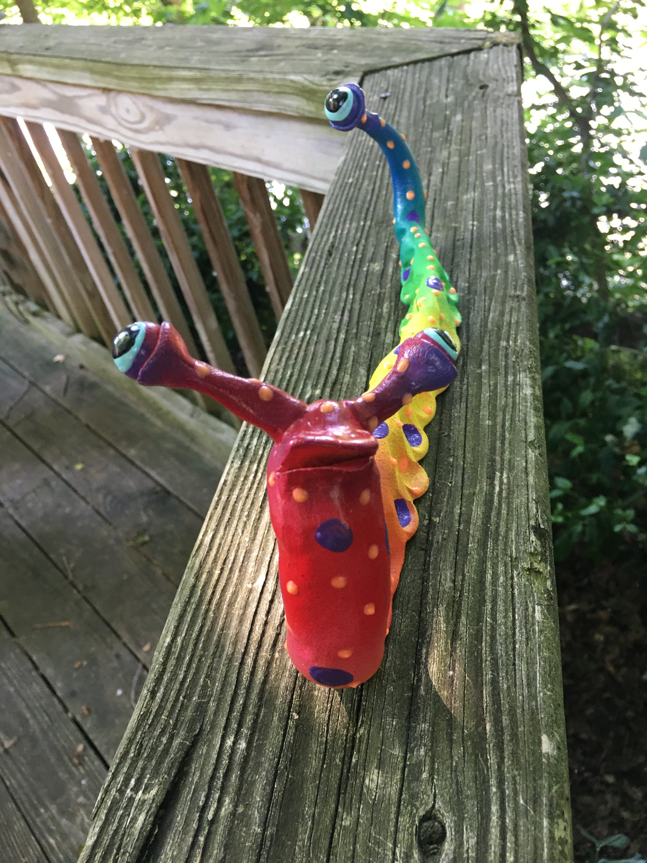 3 eye-balled Sea Slug,Rainbow Ceramic Sea Slug ,Fence Wall Decor-Yard ...