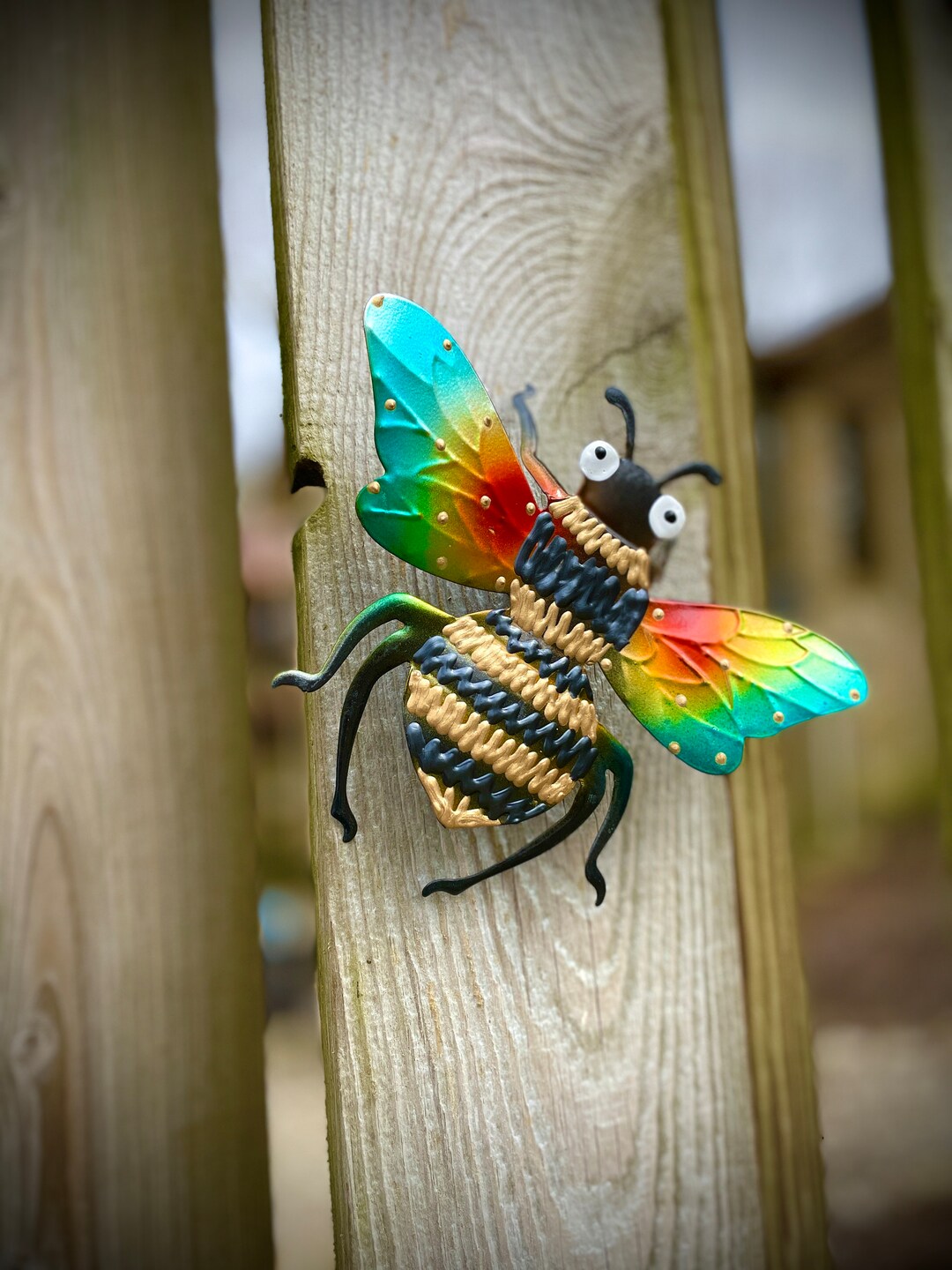 Honey Bee Wall Decor-Fence Wall Decor-Bumble Bee Yard art-Yellow ...