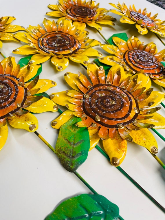 7 Metal Sunflowersgarden Artflower Garden Stakesunflower - Etsy