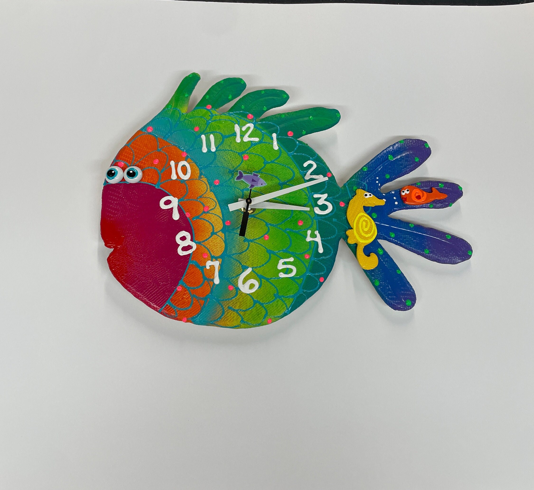 Fish Clock, Blowfish Clock, Unique wall Clock,Under the Sea, Ocean ...