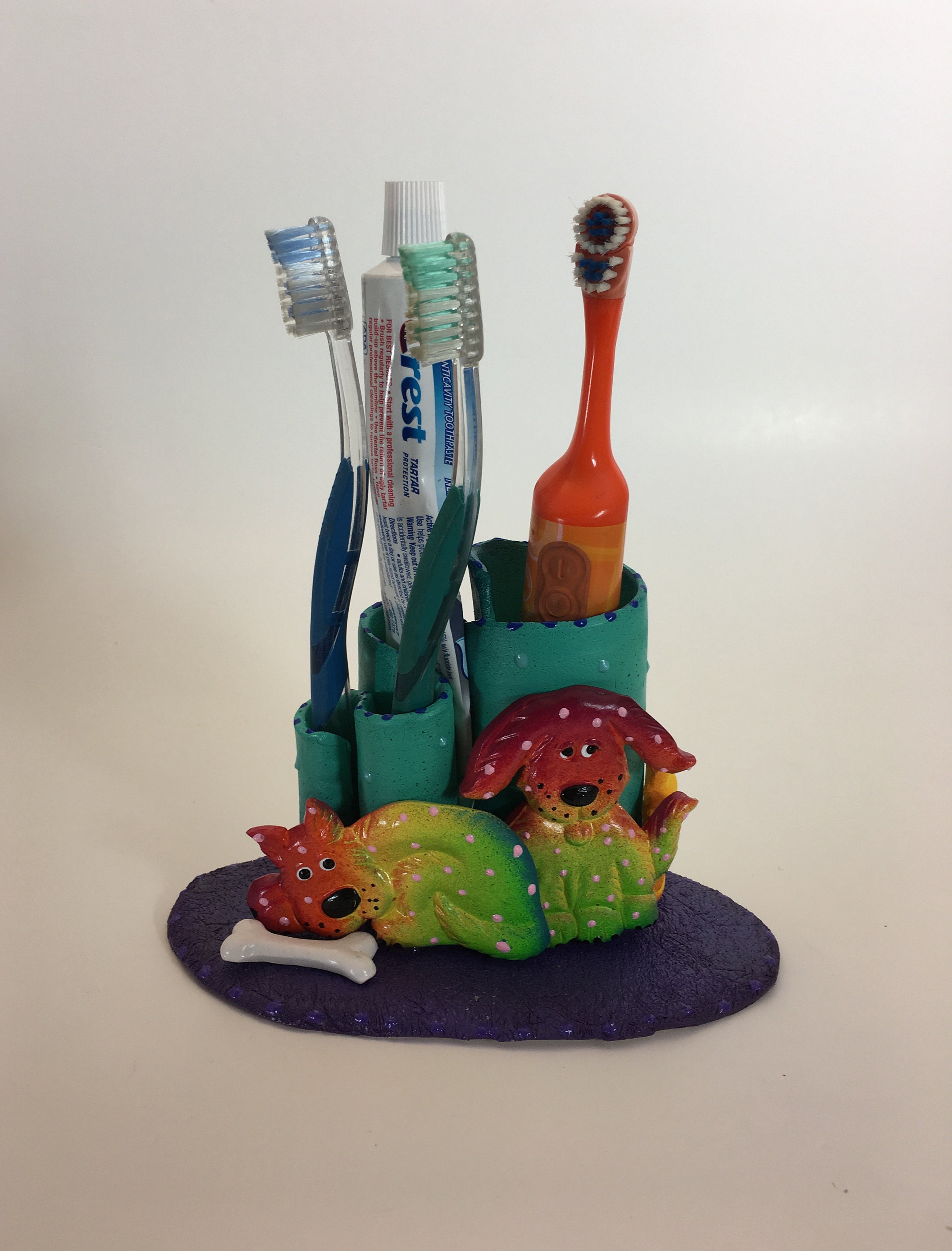 Ceramic toothbrush holder, bathroom Dog Caddy holder, Dogs, Cute Puppy ...