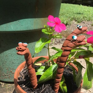 3 Ceramic Worms for Your Garden or Planters,8'' Garden Decoration ...