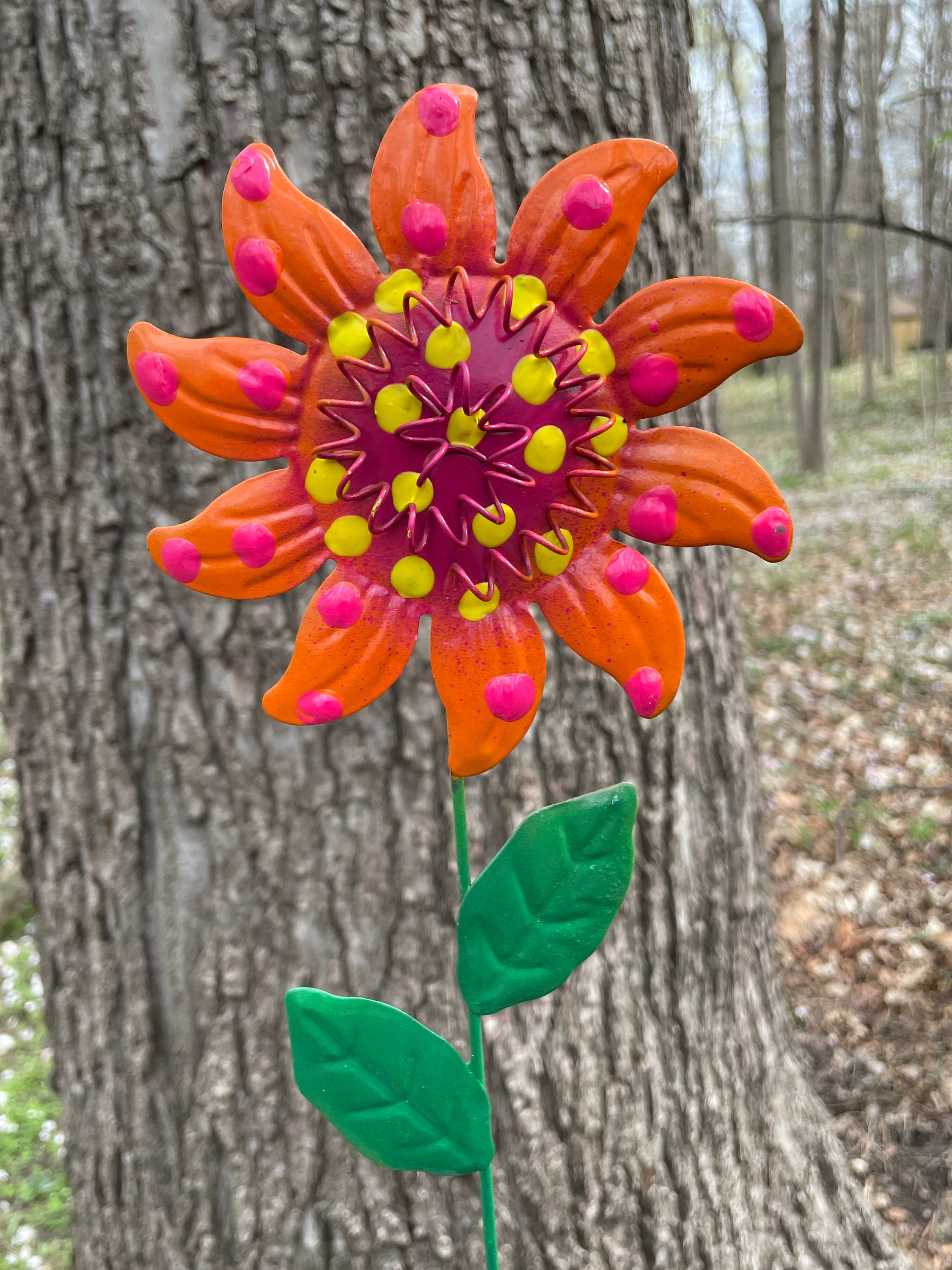 Metal Spring Flower Garden Stakes,Set of Three Metal Garden Stakes ...
