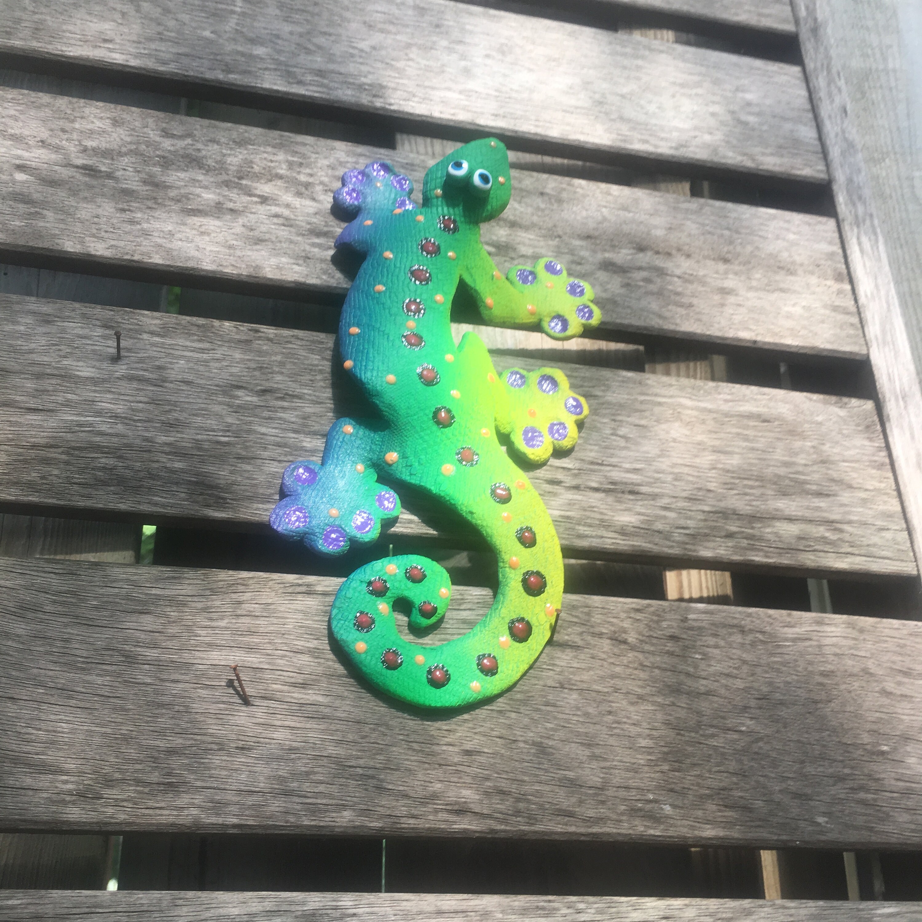 Whimsical Gecko Wall Hanging, Clay scultpture, Lizard Sculpture ...