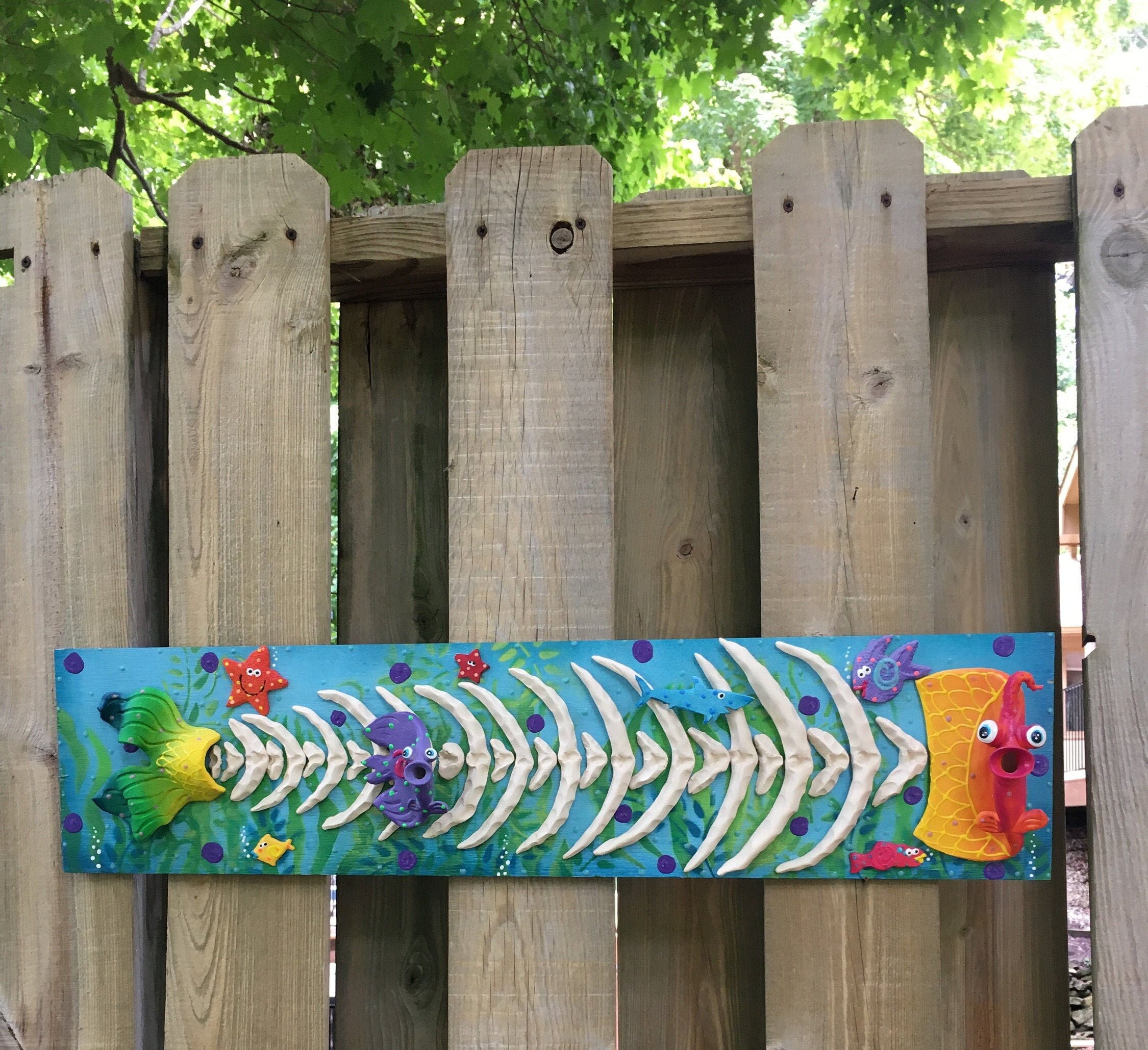 Fishbone Wall Sculpture,Fence Decoration,Patio Decor-Yard art,Perfect ...