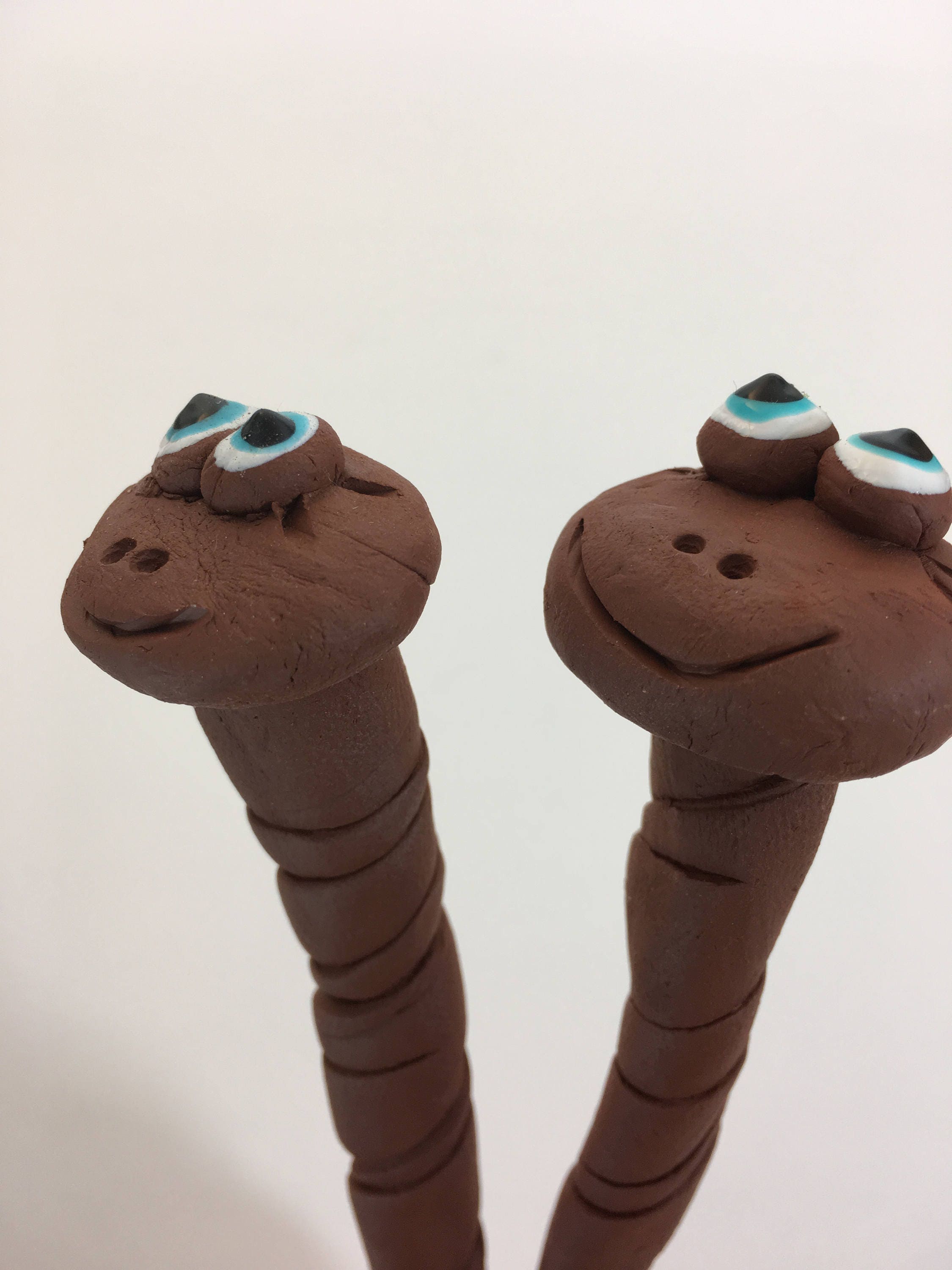 2 Ceramic Worms for your Garden or planters,8'' Garden Decoration ...