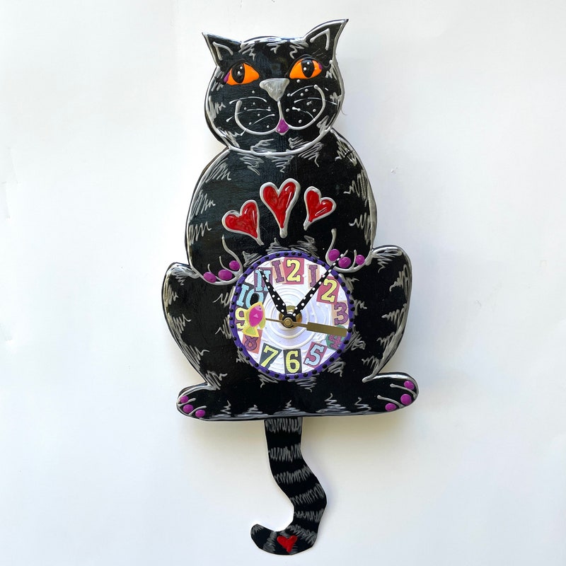 Black Cat Clock - Etsy