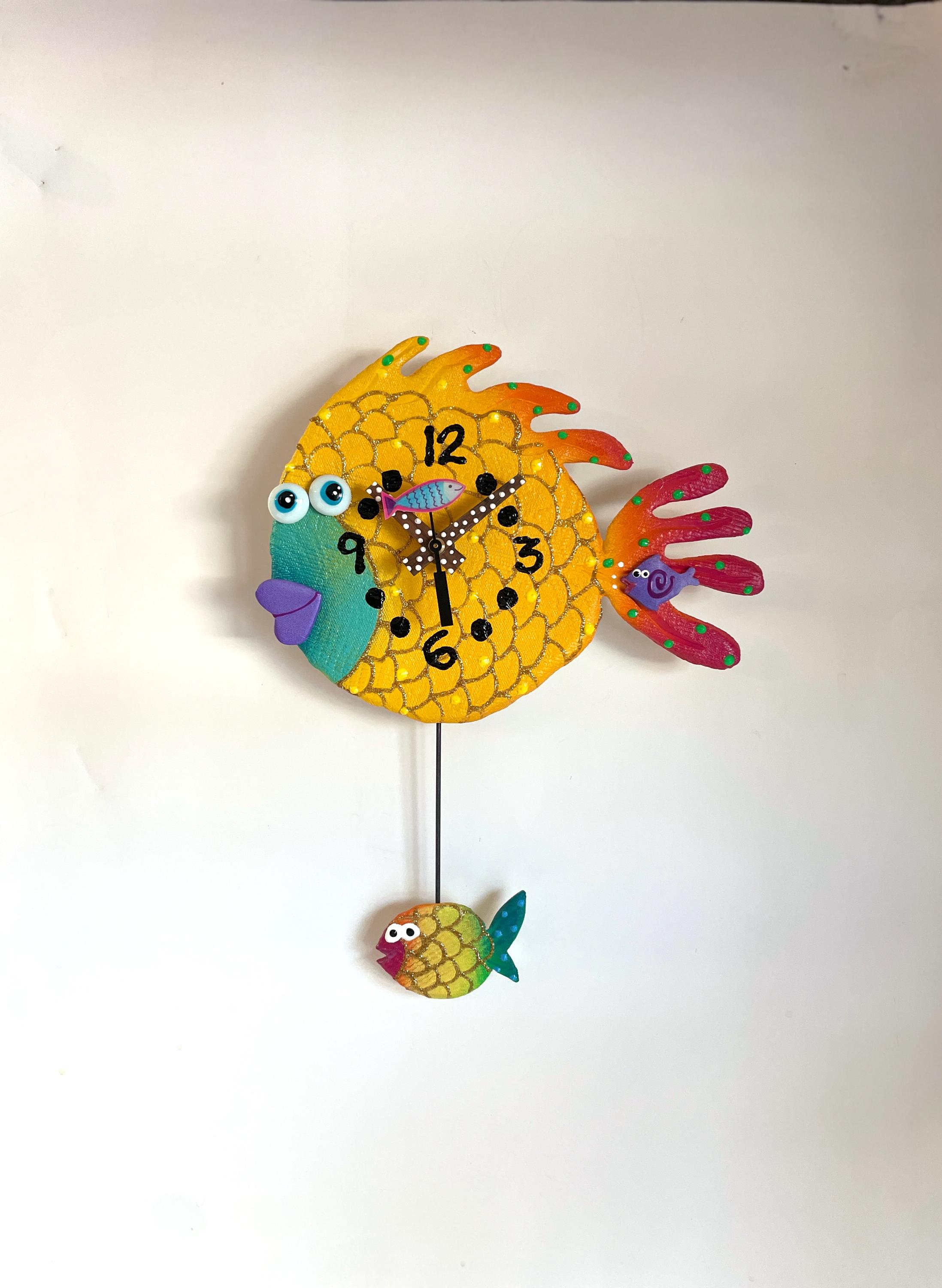 Fish Pendulum Wall Clock,Unique Clock,Handmade clock,Sealife Wall Clock ...