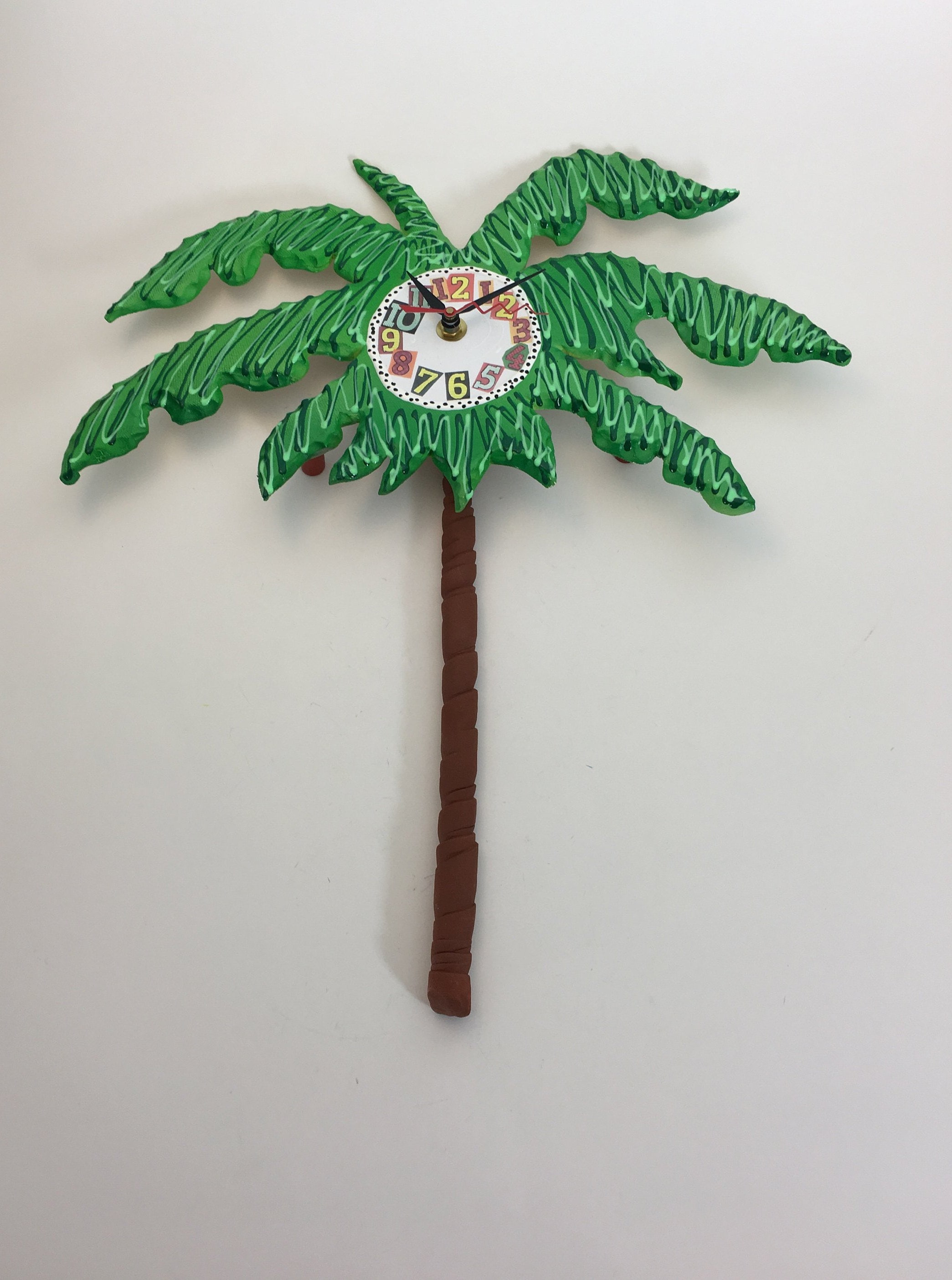 Palm Tree Clock, Beach Theme, Tropical Palm,Clock,Hand made, Decorative ...