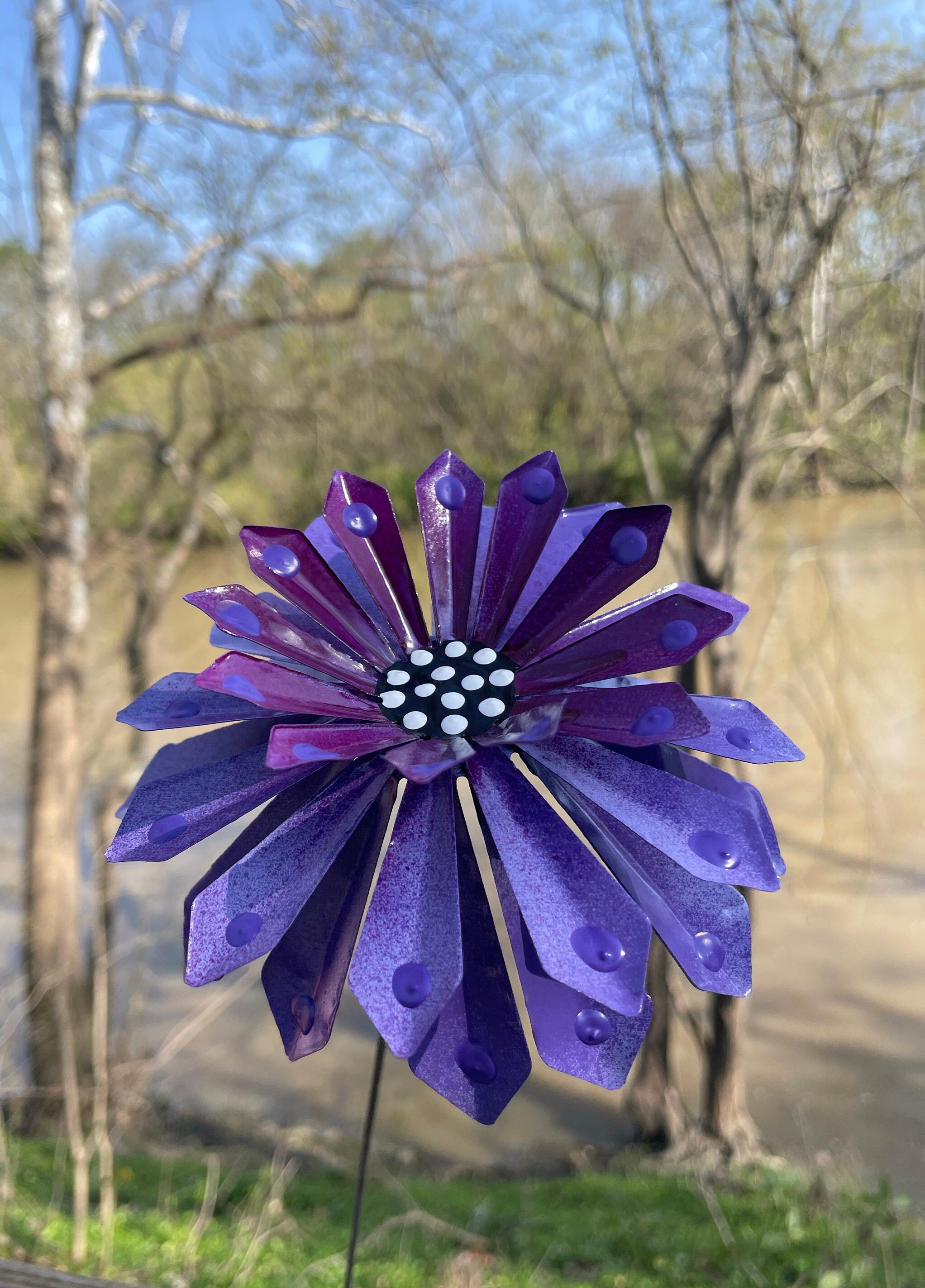 Metal Zinnia Flower Garden Stake,Yard decoration, Metal Art, Garden ...