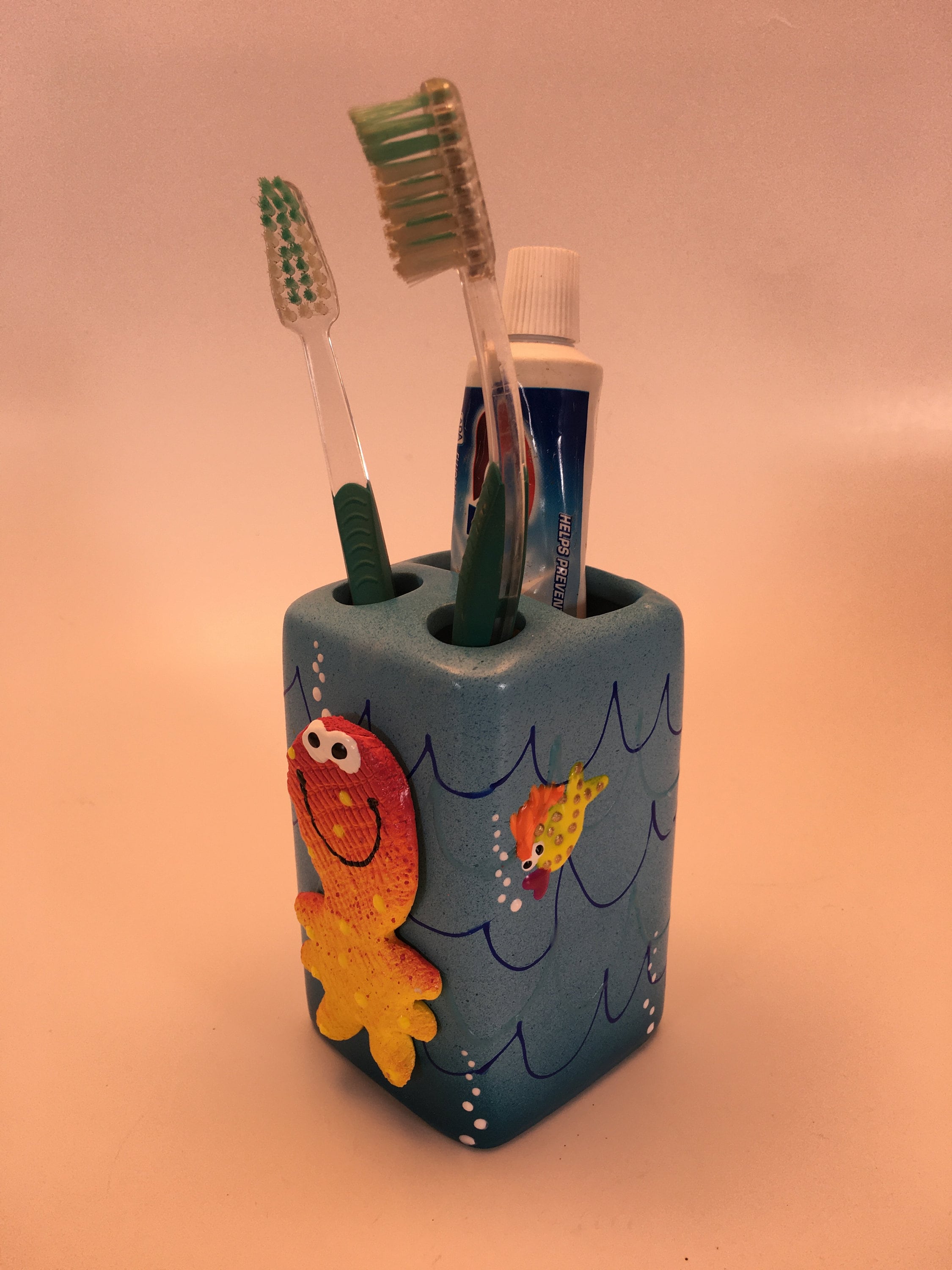 Ceramic Toothbrush Holder, Bathroom Decor, Beach Theme, Underwater Fish ...