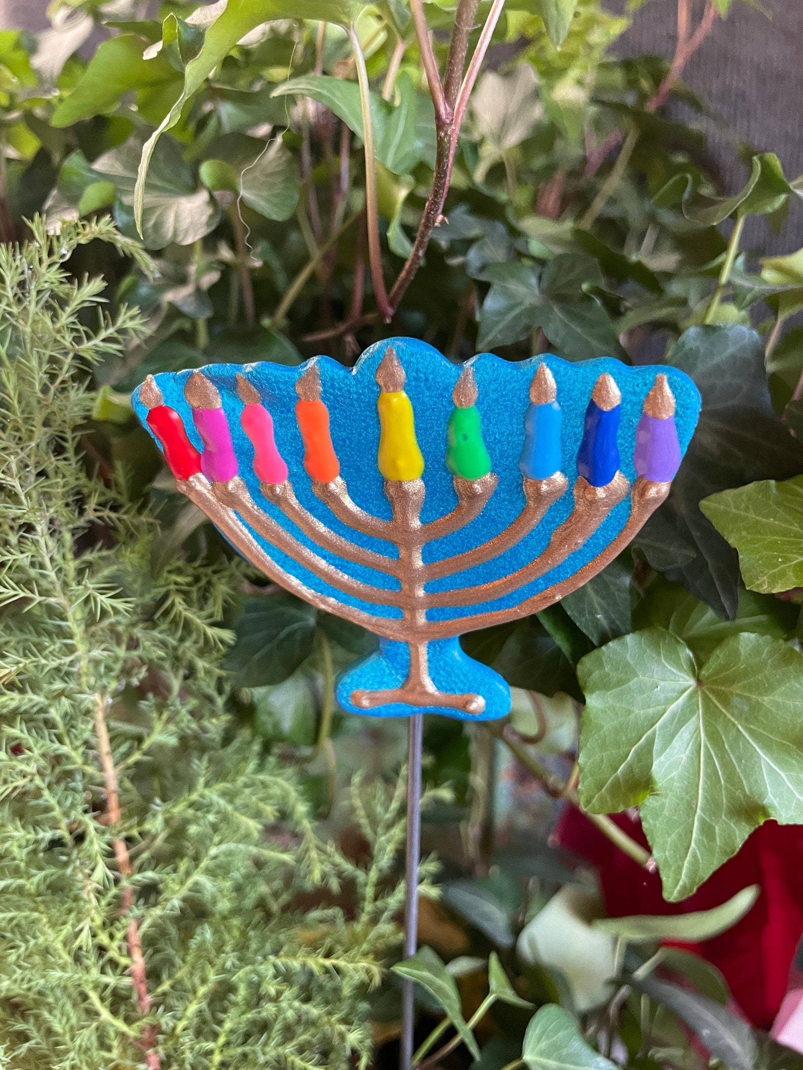 Menorah Garden Stake Plant Decoration Gift Decor Holiday - Etsy
