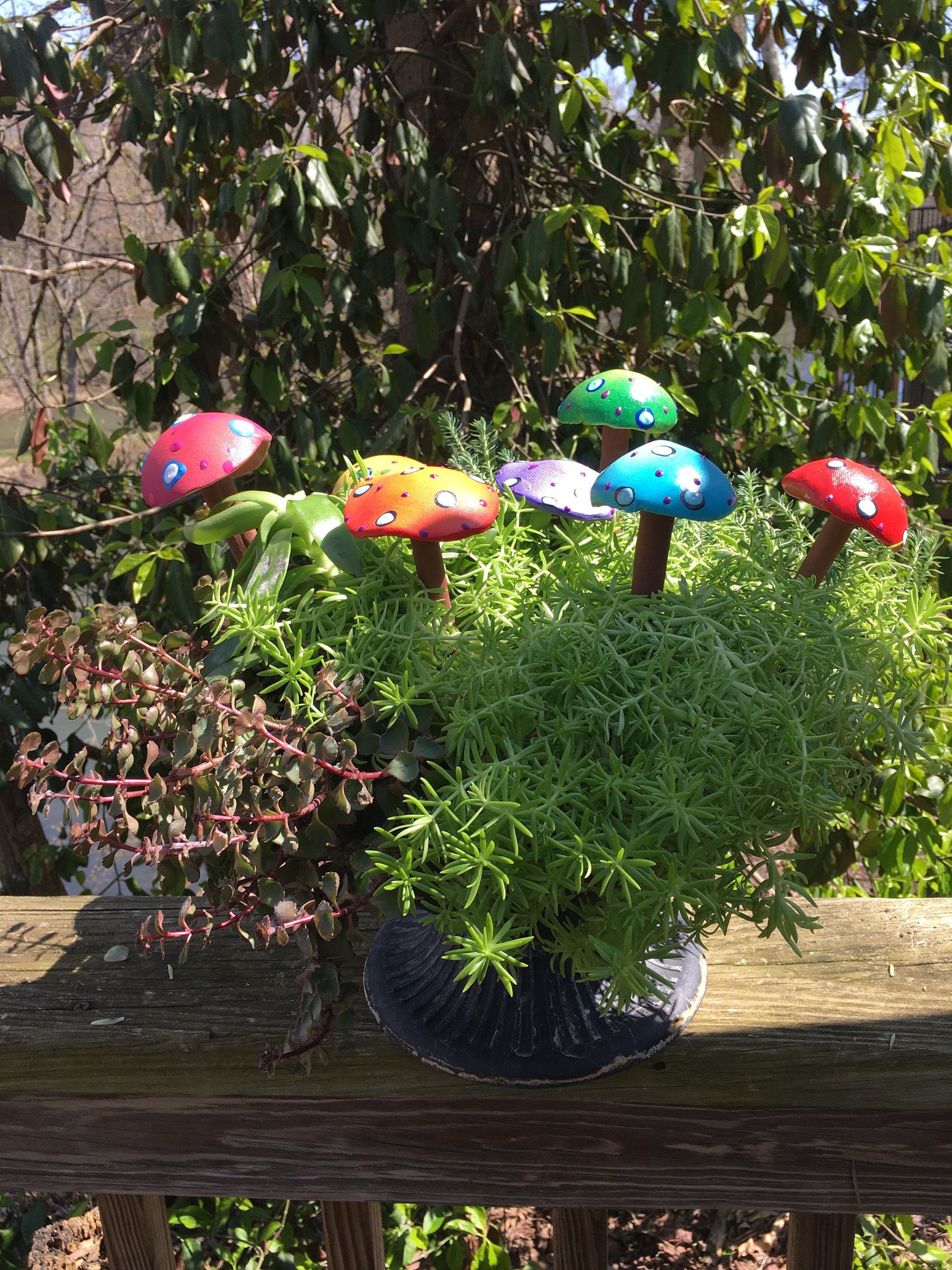 Seven hand crafted Ceramic Mushrooms. Garden Stake, Clay Mushroom ...