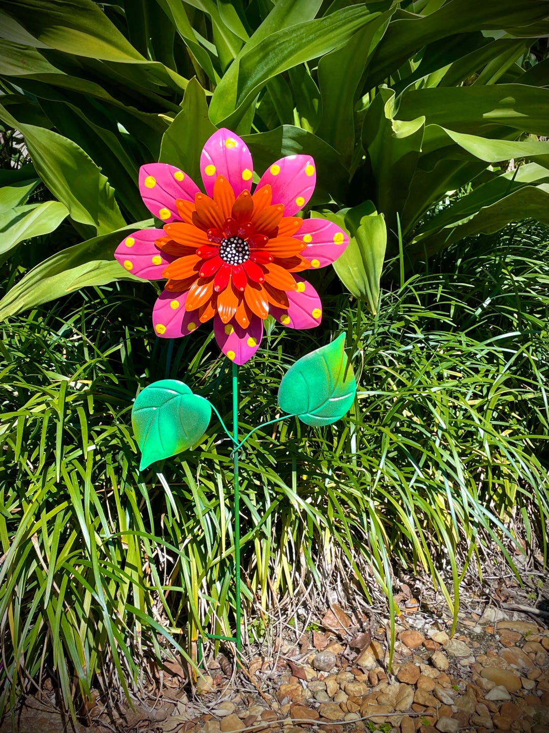 Multicolor Metal Flower Yard Art Spring Garden Decor Garden Art Metal ...