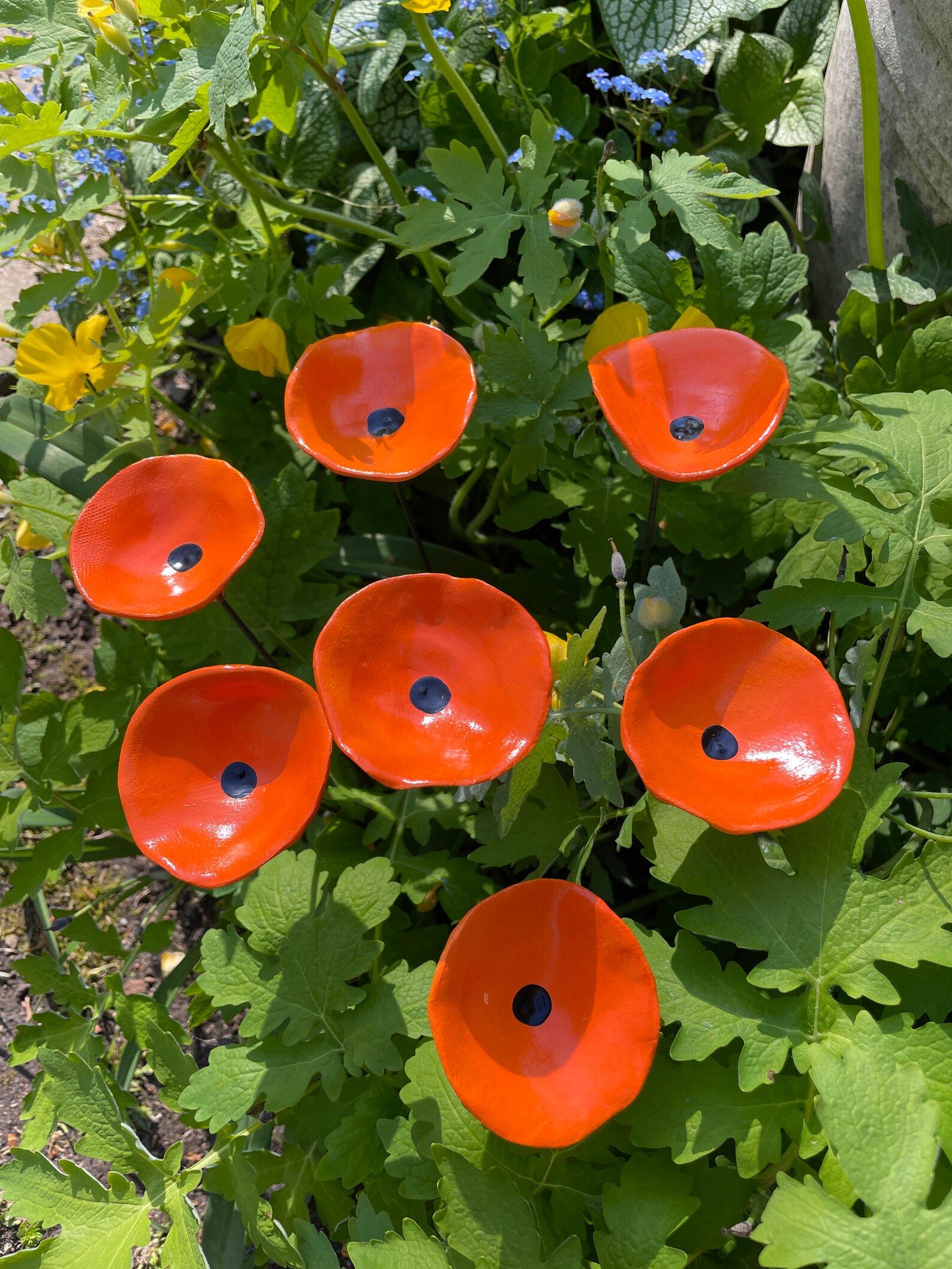 Set of 7 Mini Poppy Flower Stakesorange Poppy Flower Pot - Etsy