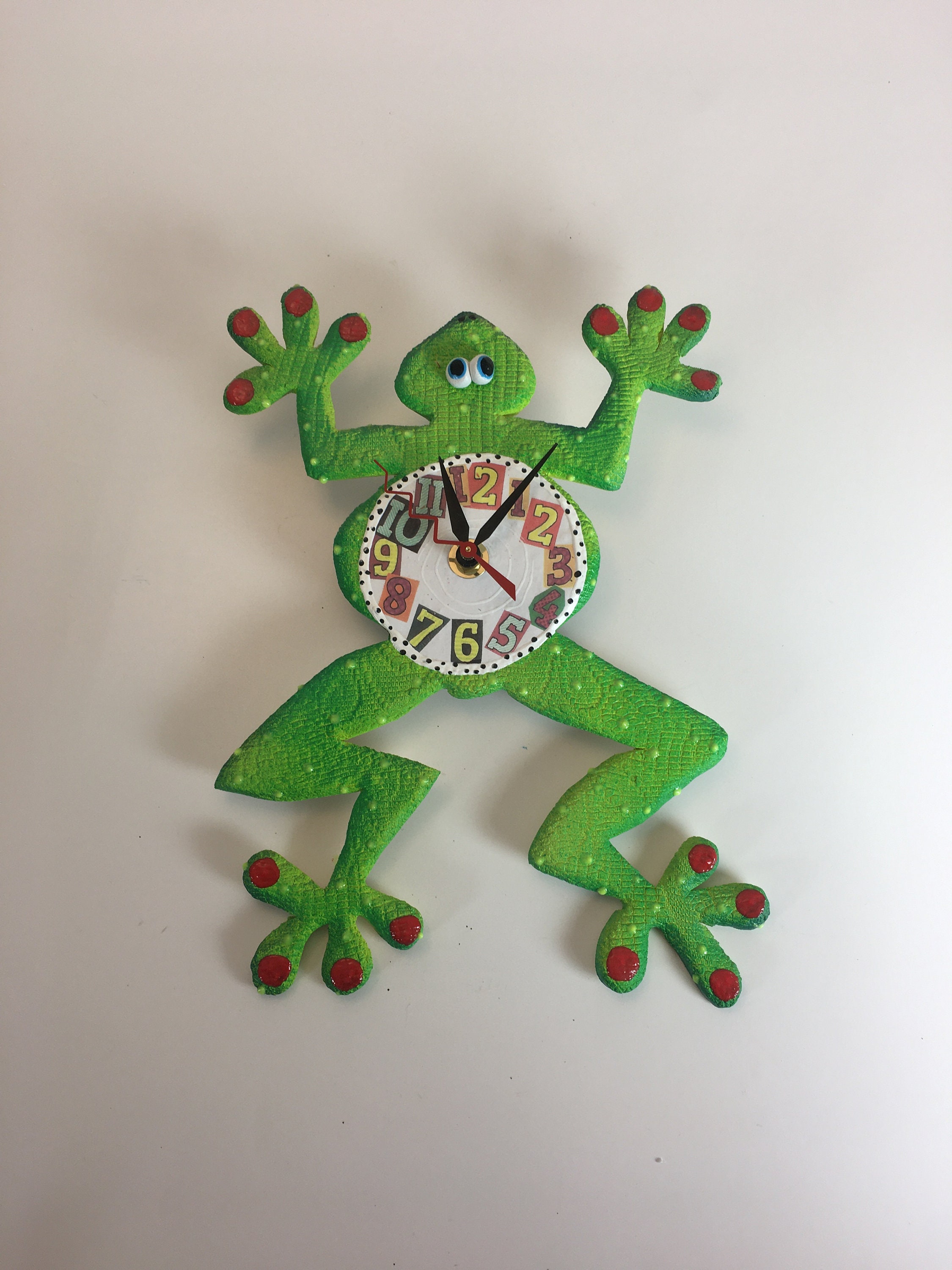 Kids Wall Clock,Unique Clock,Handmade clock, Frog Clock, Unique wall ...