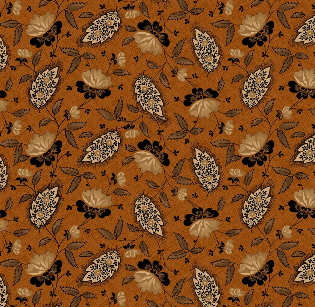 Cheddar and Coal Rust Paisley by Pam Buda for Marcus Fabric. - Etsy