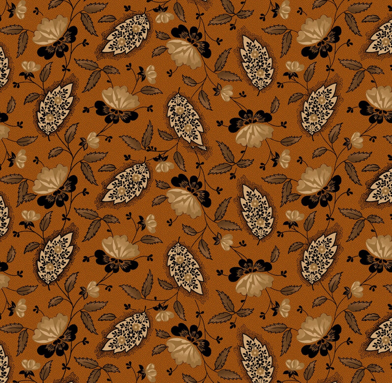 Cheddar and Coal Rust Paisley by Pam Buda for Marcus Fabric. - Etsy
