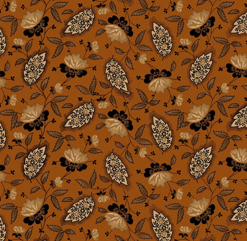 Cheddar and Coal Rust Paisley by Pam Buda for Marcus Fabric. - Etsy