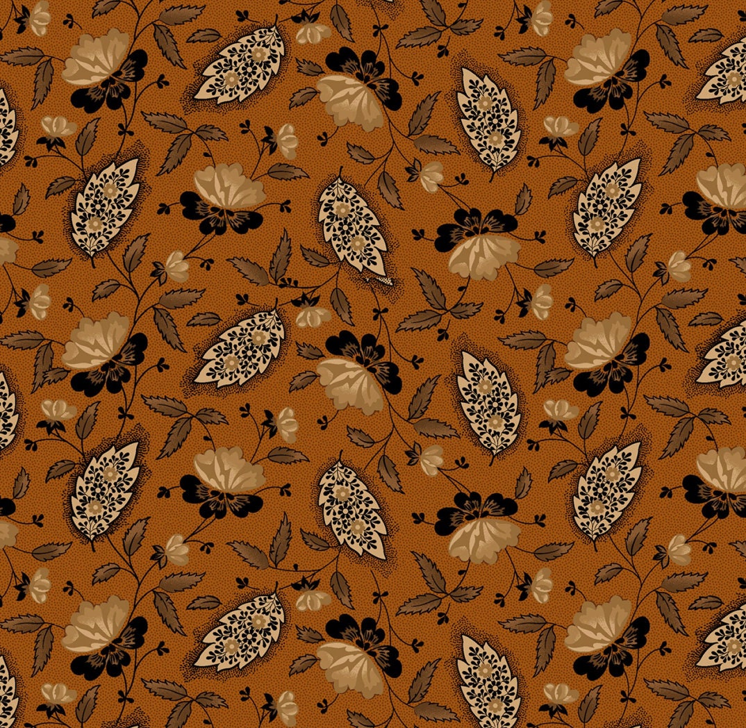 Cheddar and Coal Rust Paisley by Pam Buda for Marcus Fabric. - Etsy