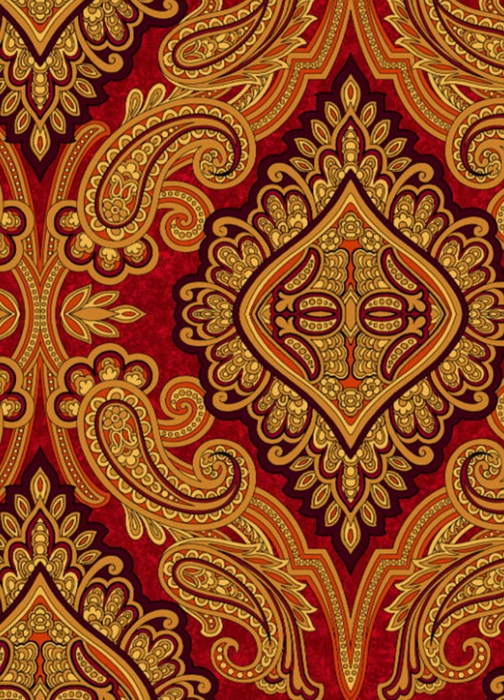 A Beautiful Orange Paisley Design by Jinny Beyer. Part of Her | Etsy
