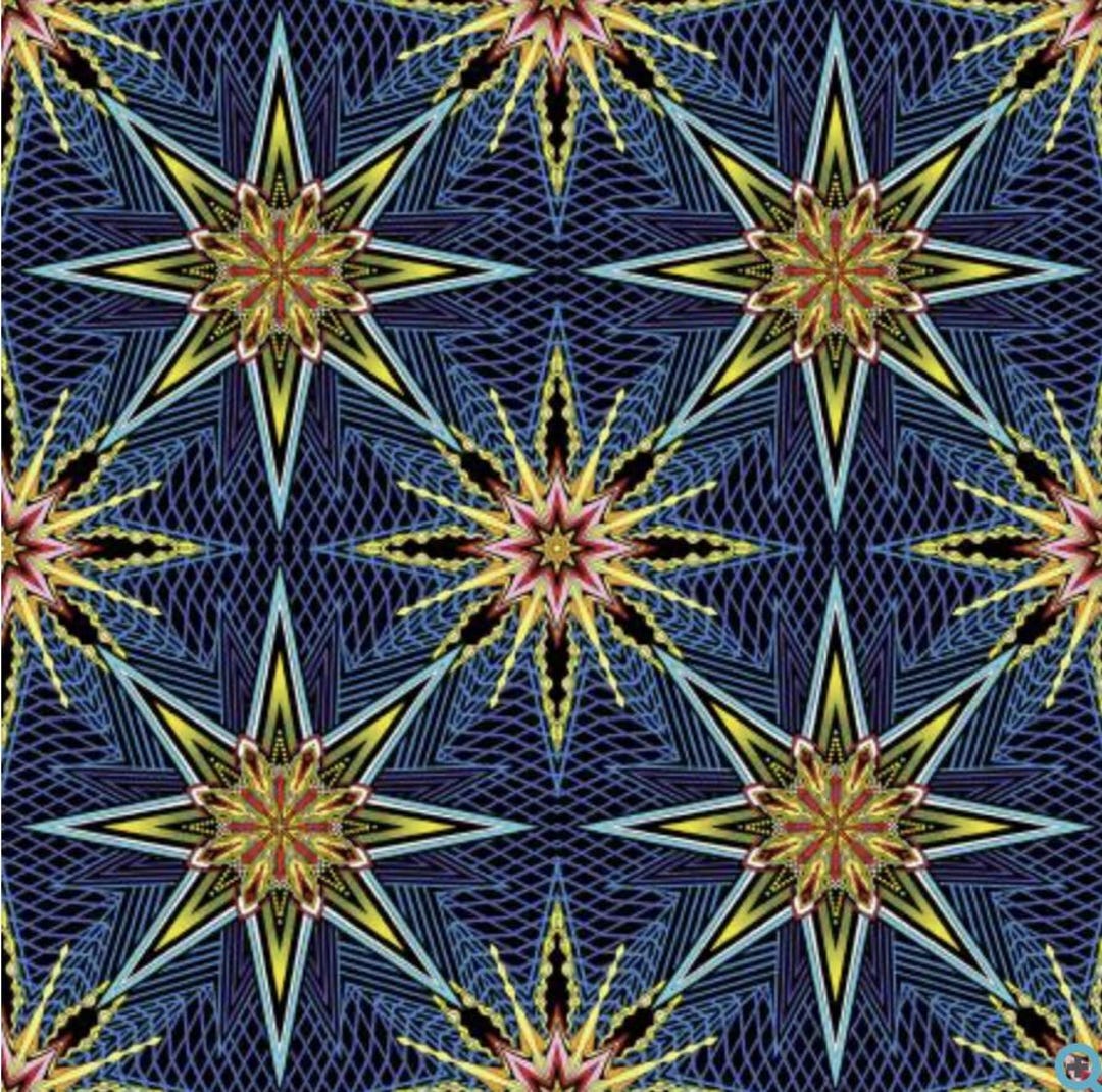 Blue Multi Colored Radio Star Design From the Paula Nadelstern ...