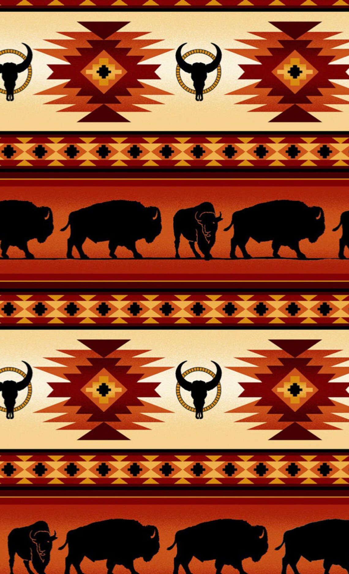 Native Buffalo Symbol on Terra Cotta and Cream Background. - Etsy