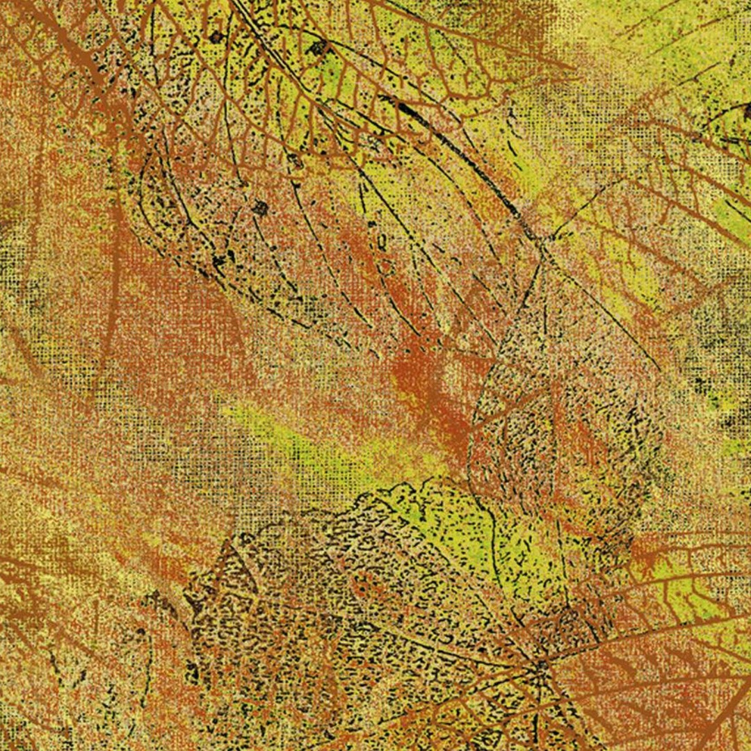 A Green/yellow Leaf Design With Black Accents by Ginny Beyer Fabric ...