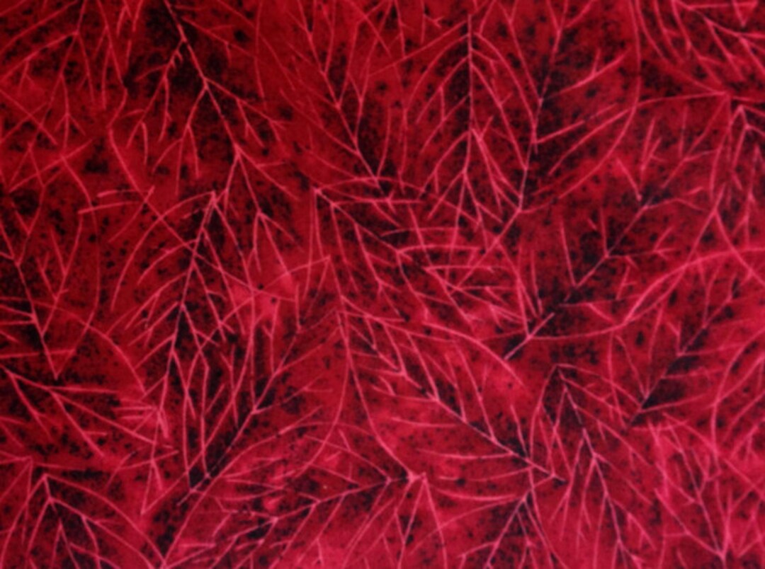 Red Falling Leaves Flannel From Troy Fabric. - Etsy