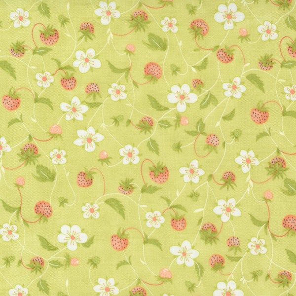 Fig Tree Strawberries and Rhubarb Fabric - Etsy