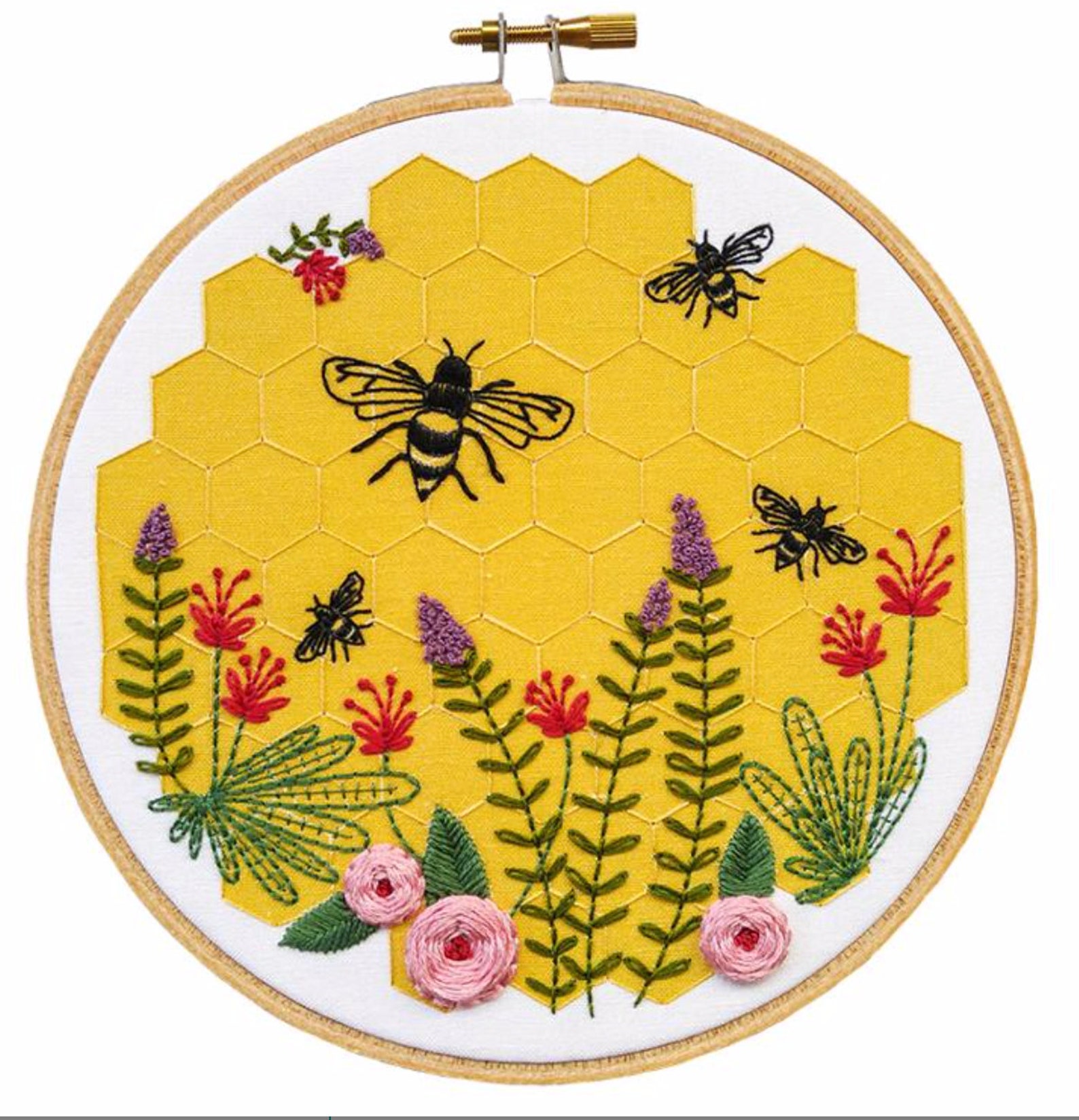 Bee Lovely Embroidery Kit. Embroidery Kit Includes: 6" Hoop, Needle ...