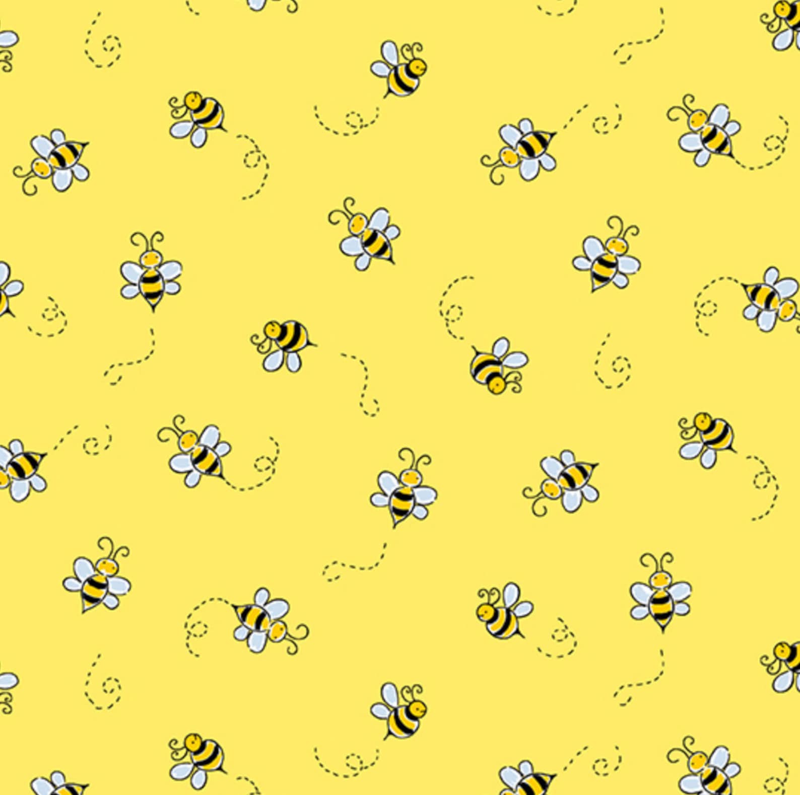 Bright, Sunny Yellow, Bumble Bees From Andover Fabric. - Etsy