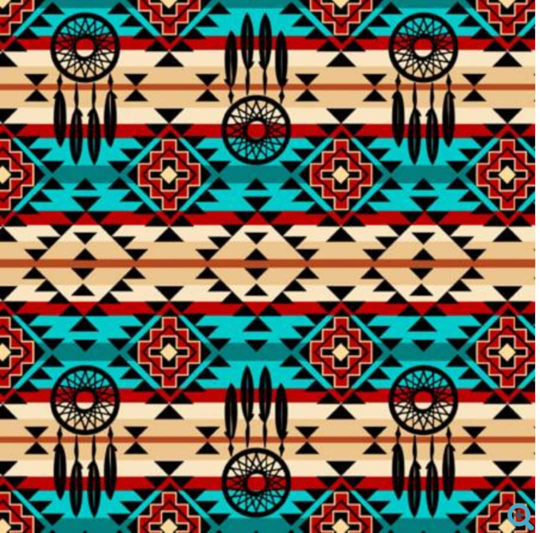 Native American Designed Fabric With Dreamcatcher. - Etsy