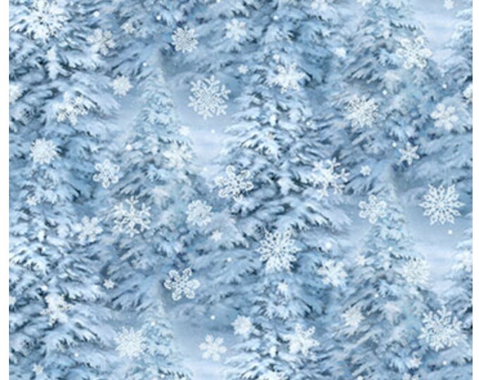 A Stunning Winter Scene Fabric With Snow Covered Trees and Small ...