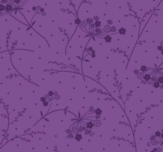 Purple on Purple Flower Fabric Part of the Kimberbell Line. | Etsy
