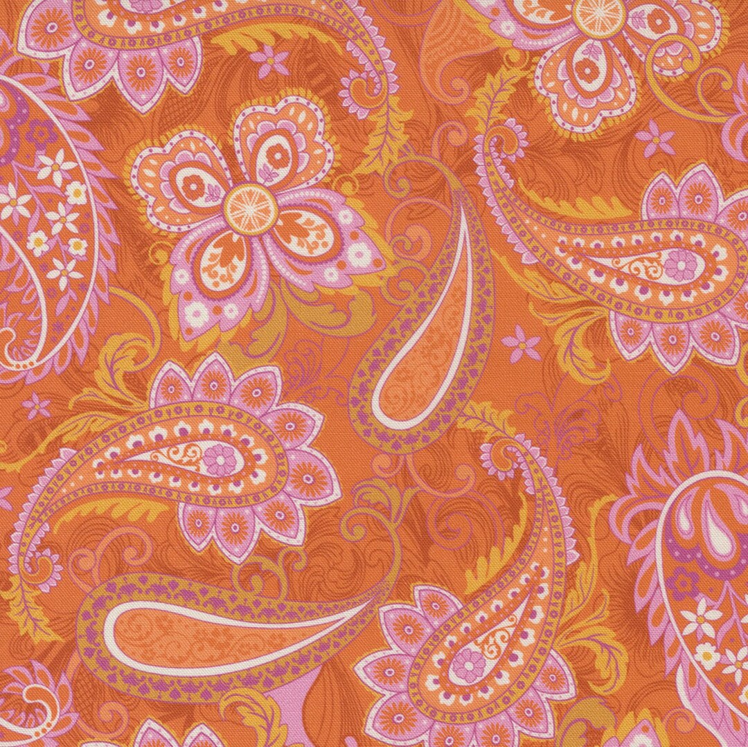 A Bright and Cheery Paisley in Orange and Pinks by Crystal Manning for ...