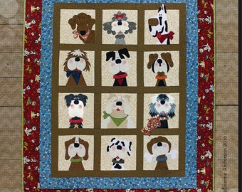 Dog-gone Cute quilted Applique Wall Hanging Pattern By: Leanne Anderson ...
