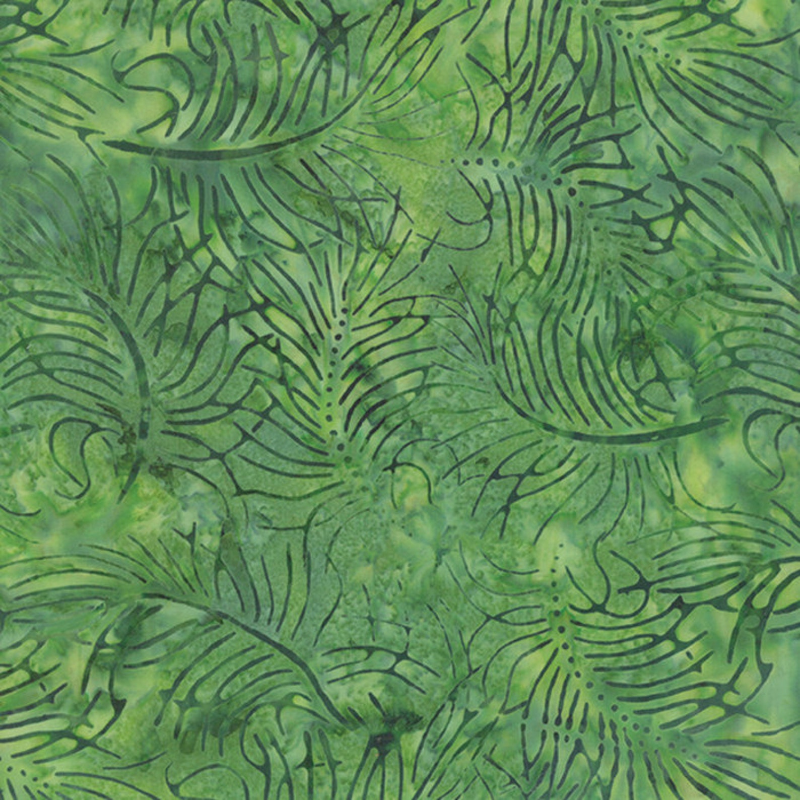Green Batik With Leaf/feather Design. Moda's Color Daze Group. - Etsy