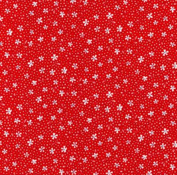 Cherry Red Fabric With Tiny Daisies All Over. This is a - Etsy