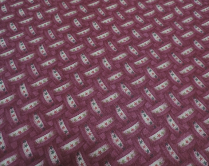 A Pretty Maroon Colored Fabric With Lattice Design and Tiny Stars. This ...