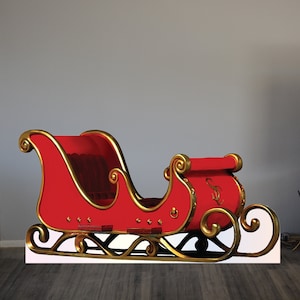 Red Christmas Sleigh Cardboard Cutout Prop With Easel on the Back ...