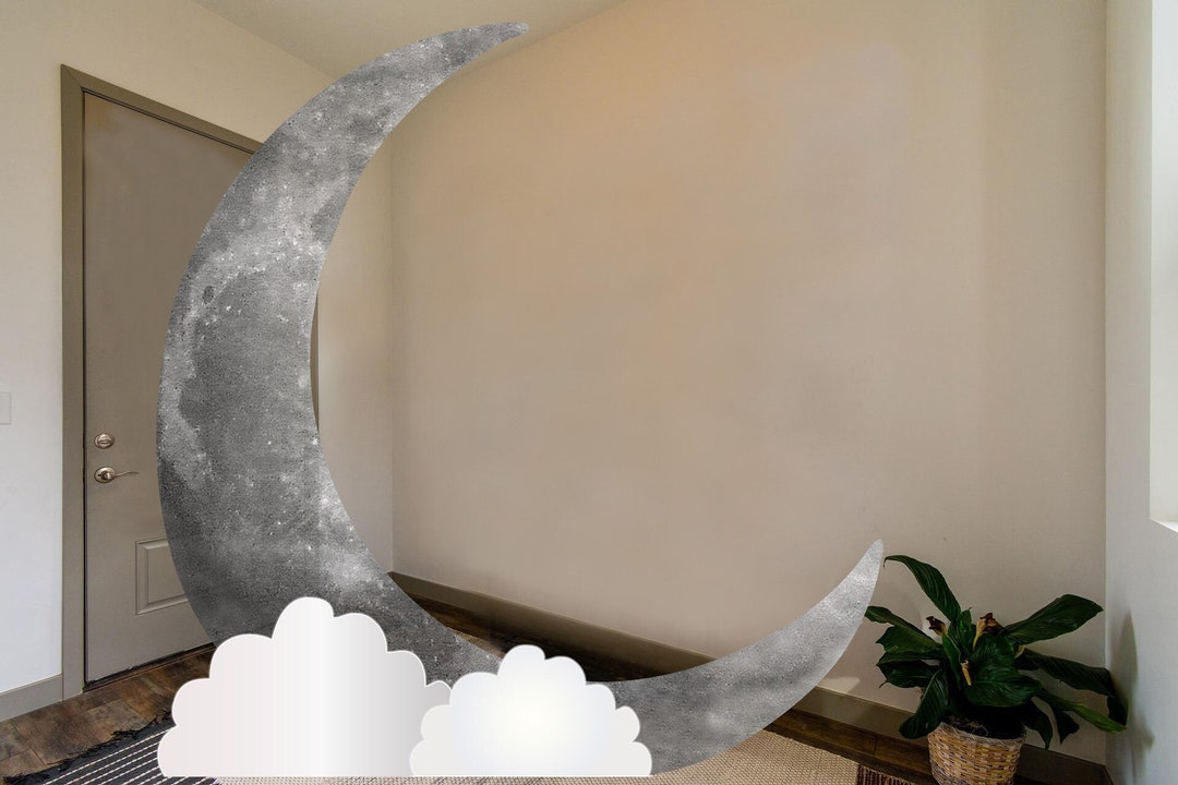 Big Crescent Moon Cardboard Cutout Prop With Easel on the Back. Moon is ...