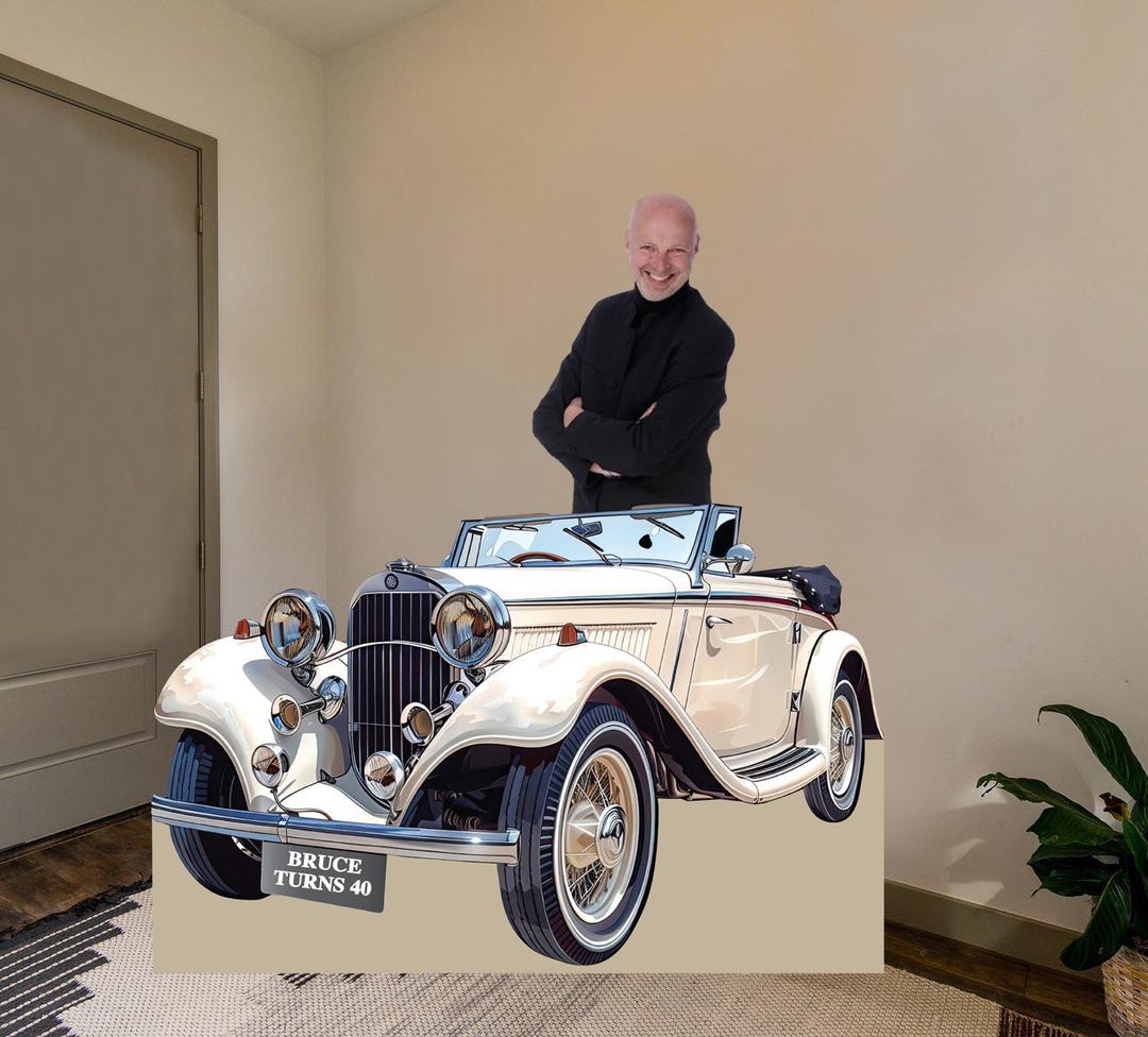 Convertible Roadster Cardboard Cutout Party Prop 72 Inches Wide X 42 ...